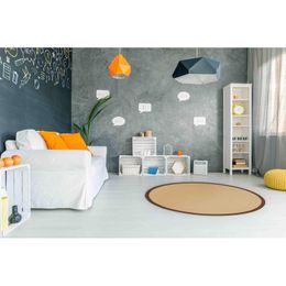 CarpetFine Sisalteppich &raquo;Sisal&laquo; rund 5 mm H&ouml;he mit farbiger Bord&uuml;re, Anti-Rutsch R&uuml;ckseite braun Sisal &Oslash; 160cm 1 Stk., 5mm, &Oslash; 160cm