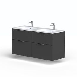 Quelle mit Soft-Close-Funktion, Vollausz&uuml;ge, inkl. Becken, Breite 121 cm grau 120cm double, B/H/T: 121cm x 61,8cm x 46cm