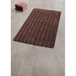 Kleine Wolke Badematte &raquo;Cord, Badvorleger, Badezimmer Teppich&laquo; H&ouml;he 25 mm rutschhemmend beschichtet fu&szlig;bodenheizungsgeeignet Badteppich, Streifen Design, Hoch-Tief