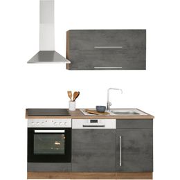 KOCHSTATION K&uuml;chenzeile &raquo;KS-Samos&laquo; Breite 170 cm, wahlweise mit E-Ger&auml;ten, mit Arbeitsplatte grau B/H/T: 170cm x 200cm x 60cm, ohne E-Ger&auml;te