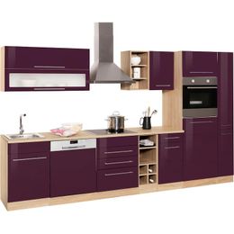 KOCHSTATION K&uuml;chenzeile &raquo;KS-Eton&laquo; mit E-Ger&auml;ten, Breite 330 cm lila B/H/T: 330cm x 60cm
