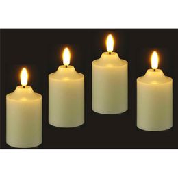 I.GE.A. LED-Kerze &raquo;Batteriebetriebene LED-Kerzen aus Echtwachs, &Oslash; ca. 5,5 cm&laquo; warmwei&szlig;es Stimmungslicht, Stumpenkerze f&uuml;r den Adventskranz beige 