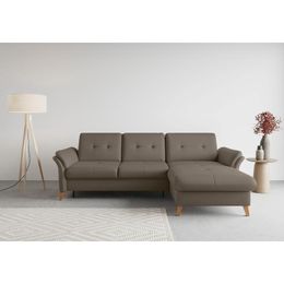 Sit & More sit&more Ecksofa &raquo;G&ouml;teborg&laquo; Sitztiefenverstellung und Federkern, wahlweise mit Bettfunktion braun B/H/T: 268cm x 90cm x 176cm, Luxus-Microfaser 