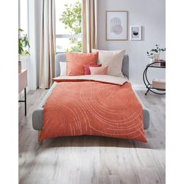 Kaeppel Wendebettw&auml;sche &raquo;JARO 100% Baumwolle&laquo; 3 Stk. mit Markenrei&szlig;verschluss, zeitloses Design, pflegeleicht orange Mako-Satin, Obermaterial: 100% Baumwolle 