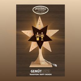 Weigla Dekostern &raquo;LED Engel & Bergmann, Dekoleuchte aus Holz, NATUR-BRAUN&laquo; braun Holzwerkstoff B/H/T: 30,5cm x 42cm x 6cm