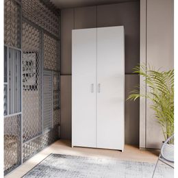 FORTE Kleiderschrank &raquo;Econobox&laquo; Dreht&uuml;renschrank, zeitloses Design mit alufarbigen Griffen. wei&szlig; Holzwerkstoff weiss, B/H/T: 79,7cm x 190,5cm x 54,4cm