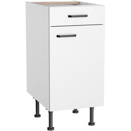 KOCHSTATION Unterschrank &raquo;KS-Paula&laquo; 40 cm breit, 87 cm hoch, mit 1 Schubkasten, 1 T&uuml;r, 1 Einlegeboden wei&szlig; wei&szlig;, B/H/T: 40cm x 87cm x 58,4cm, 