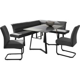 OTTO home Eckbankgruppe &raquo;Tisch, Bank und 2 St&uuml;hle, Taschenfederkern&laquo; Set, 4 tlg. Tisch (140x90cm) schwarz, Bank und St&uuml;hle anthrazit oder beige 