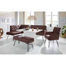 exxpo - sofa fashion Eckbank &raquo;Doppio, Chesterfield Optik, komfortabel und bequem, hohe Designf&uuml;&szlig;e&laquo; Frei im Raum stellbar braun 100% Polyester B/H/T: 
