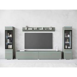 Home Affaire Wohnwand &raquo;VERA II&laquo; Komplett-Set, 4 Stk. tlg. gr&uuml;n B/H/T: 260cmcm x 130cmcm x 33cmcm, ohne Beleuchtung
