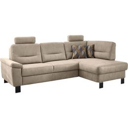 Die PlanBar Ecksofa &raquo;PP-PF23172 L-Form, Breite 244 cm&laquo; Eckgarnitur mit besonders kleinem Stellma&szlig; ca. 160 x 244 cm beige 100% Polyester B/H/T: 244cm x