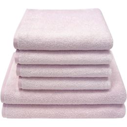 Dyckhoff Handtuch Set &raquo;Motion&laquo; Set 6 Stk. Walkfrottier Made in Germany; 4 Handt&uuml;cher (50x100cm), 2 Duscht&uuml;cher (70x140cm) rosa Walkfrottier, Obermaterial: 100%