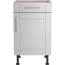 KOCHSTATION Unterschrank &raquo;KS-Ahus&laquo; Breite 50 cm grau hellgrau, B/H/T: 50cm x 87cm x 58,4cm, Schubladen: 1 Stk. T&uuml;ren: 1 Stk.