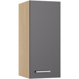 KOCHSTATION H&auml;ngeschrank &raquo;KS-Lucy&laquo; Breite 30 cm, mit 1 T&uuml;r, 2 Einlegeb&ouml;den, Soft-Close grau Eiche hell, B/H/T: 30cm x 70,4cm x 34,6cm, T&uuml;ren: 1 Stk.
