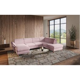 Home Affaire Wohnlandschaft &raquo;Calypso U-Form&laquo; wahlweise mit motorischer Relaxfunktion rosa 100%Polyester B/H/T: 334cm x 85cm x 227cm, Struktur, 