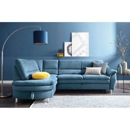 Sit & More sit&more Ecksofa &raquo;Cardoso L-Form&laquo; mit Federkern, wahlweise mit Schlaffunktion und Schubkasten blau Luxus-Microfaser (90% Polyester, 10% Polyamid);
