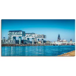 Artland Wandbild &raquo;K&ouml;ln Kranh&auml;user und Dom&laquo; Geb&auml;ude 1 Stk. tlg. als Alubild, Leinwandbild in verschied. Gr&ouml;&szlig;en blau B/H/T: 150cm x 75cm, Leinwandbild Geb&auml;ude 