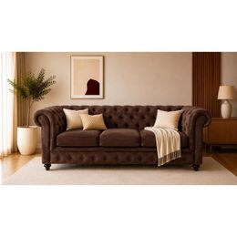 OTTO home Chesterfield-Sofa &raquo;Chesterfield 3-Sitzer B/T/H: 198/89/74 cm&laquo; mit hochwertiger Knopfheftung, auch in Leder braun 100% Polyester B/H/T: 198cm