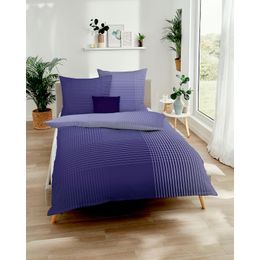 Kaeppel Bettw&auml;sche &raquo;MASTER 100% Baumwolle&laquo; 3 Stk. mit Karomuster, Markenrei&szlig;verschluss lila Mako-Satin, Obermaterial: 100% Baumwolle B/L: 240cm x 220cm, 1 Stk