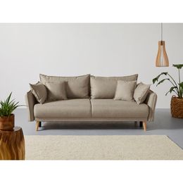 Home Affaire Schlafsofa &raquo;Granbo, B: 228 cm, Liegel. 145x192 cm&laquo; Schlaffunktion, Bettkasten, Taschen & 4 Zierkissen, Federkern beige 100% Polyester B/H