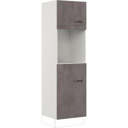 IMPULS K&Uuml;CHEN Backofen/K&uuml;hlumbauschrank &raquo;"Prag", Breite/H&ouml;he: 60/205,1 cm&laquo; vormontiert, mit Dreht&uuml;ren grau Dekorfolie, Holzwerkstoff Space Grey, B/H/T