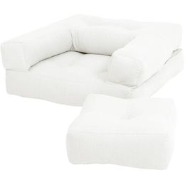 Karup Design Sessel &raquo;Mini Cube - ausklappbarer & multifunktioneller Kinder- und Futonsessel&laquo; Platzsparend, bequem & vielseitig als Sessel oder Liege beige 