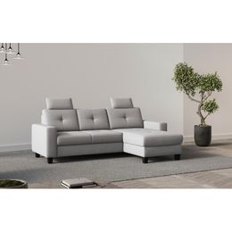OTTO home Ecksofa &raquo;Varese&laquo; wahlweise mit Schlaffunktion und Bettkasten grau 95%Polyester 5%Polyamid B/H/T: 239cm x 91cm x 164cm, Flachgewebe LINO, 