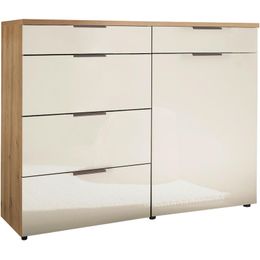 Wiemann Kombikommode &raquo;Como&laquo; vormontiert beige Floatglas, Holzwerkstoff, Metall B/H/T: 140cm x 91,2cm x 43cm, 5 Stk., 1 Stk.