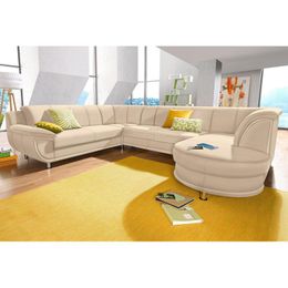 Trendmanufaktur Wohnlandschaft &raquo;Rondo, wahlweine mit Federkern, Breite 320cm, U-Form&laquo; mit Schaumstoffpolsterung, mit Bettfunktion beige Softlux -