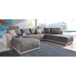 Jockenh&ouml;fer Wohnlandschaft &raquo;Orlando U-Form, B: 337 cm, Liegefl. 135x305 cm&laquo; mit Schlaffunktion, Bettkasten, 2 Kopfst&uuml;tzen & 2 Zierkissen,Federkern braun Struktur 