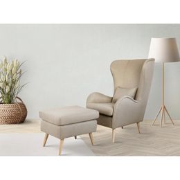 Home Affaire Polstergarnitur &raquo;Charles&laquo; gro&szlig; und gem&uuml;tlich im moderner Optik beige 100% Polyester B/H/T: 78cm x 118cm x 152cm, Struktur grob
