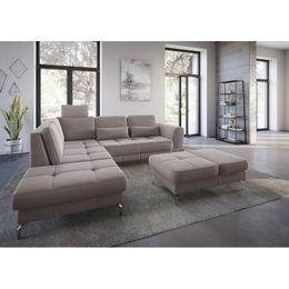 Sit & More sit&more Ecksofa &raquo;Bendigo L-Form&laquo; inklusive Sitztiefenverstellung, Bodenfreiheit 12 cm, in 2 Fu&szlig;farben beige B/H/T: 258cm x 84cm x 226cm, Samtoptik, 