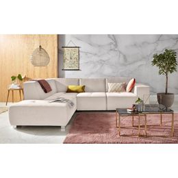 OTTO home Ecksofa &raquo;Sapporo L-Form&laquo; wahlweise Schlaffunktion oder Sitztiefenverstellung, Federkern beige Struktur fein (100% Polyester);Luxus-