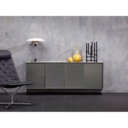 Sideboard &raquo;Mistral, Hochwertig Schrank, h&auml;ngend/stehend montierbar&laquo; mit T&uuml;ren und Schubladen, B: 177 cm, anpassungsbar Designm&ouml;bel grau B/H/T: 177cm x