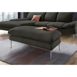 W.Schillig Hocker &raquo;enjoy&MORE&laquo; F&uuml;&szlig;e silber matt, Breite 106 cm gr&uuml;n Chenille-Flachgewebe R66 (85% Polyester, 15% Nylon);Longlife Xtra-Leder Z59: 