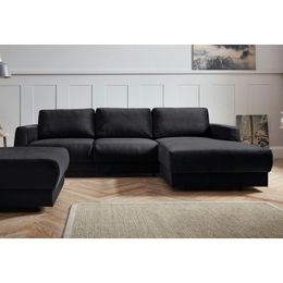 OTTO home Ecksofa &raquo;Hobro L-Form&laquo; in 3 Bezugsqualit&auml;ten in vielen Farben schwarz Luxus-Microfaser Lederoptik (100% Polyester);Struktur grob (100% 