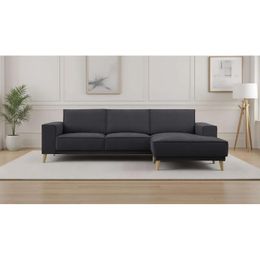 OTTO home Ecksofa &raquo;Oland Skandi, weicher Chenille-Stoff&laquo; L-Form, 280 cm, Wellenunterfederung, Skandi-Design, Massivholzf&uuml;&szlig;e grau 100% Polyester B/H/T: