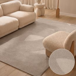 Ted Baker Wollteppich &raquo;Victoria , auch in rund&laquo; rechteckig 18 mm H&ouml;he Naturteppich Wolle, Hoch-Tief-Design, Wohnzimmer, Schlafzimmer beige Oberfl&auml;che: 100% 