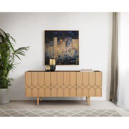 WOODMAN Kommode Holzfurnier aus Eiche, Skandinavisches Design, FSC -zertifiziert braun B/H/T: 175cm x 75cm x 45cm, Eiche, 3 Stk.