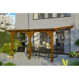 Skan Holz Terrassendach &raquo;Bormio&laquo; braun Polycarbonat (PC) B/H/T: 434cm x 235cm x 300cm, farbig lasiert