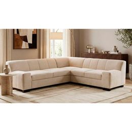 OTTO home Ecksofa &raquo;Faxxe 249 x 214 cm, auch mit Schlaffunktion&laquo; aus pflegeleichtem, weichem Bezugsstoff, L-Form beige 100% Polyester B/H/T: 249cm x 