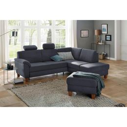 OTTO home Ecksofa &raquo;Alta L-Form&laquo; mit Federkern und Kontrastnaht, F&uuml;&szlig;e Buche eichefarben grau Struktur ( 100% Polyester);Struktur fein ( 100% Polyester)