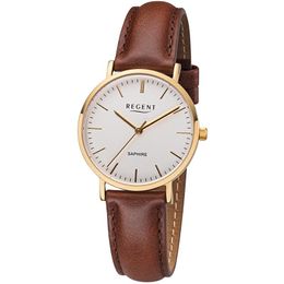 Regent Uhren Regent Damen Quarzuhr &raquo;F1299 - 3158.45.10&laquo; Armbanduhr, Damenuhr, Saphirglas, Lederarmband braun Einheitsgr&ouml;&szlig;e