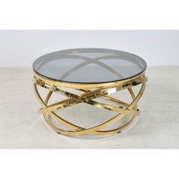 Salesfever Couchtisch &raquo;mit Design-Gestell in Stainless Steel f&uuml;r stilvolles Wohnen&laquo; Gestell gefertigt aus rostfreiem Edelstahl gold Metall, 