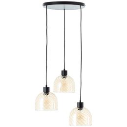 Brilliant Pendelleuchte &raquo;Casto&laquo; E27 1 Stk. 150 x 51 cm, E27, k&uuml;rzbar, Glas, bernsteinfarben schwarz 3, &Oslash; 51cm, 1 Stk.