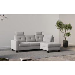 OTTO home Ecksofa &raquo;Varese&laquo; wahlweise mit Schlaffunktion und Bettkasten silber 90% Polyester 10% Polyamid B/H/T: 226cm x 91cm x 170cm, Struktur, 