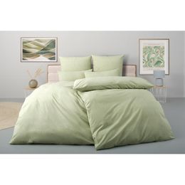 OTTO home Bettw&auml;sche &raquo;Melli&laquo; 2 Stk. Bettw&auml;sche aus Baumwolle, Leinen-Look in Melange-Optik gr&uuml;n Linon, Obermaterial: 100% Baumwolle B/L: 135cm x 200cm