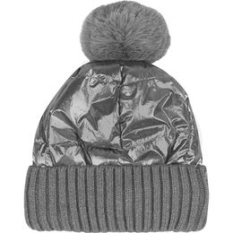 Capelli New York Damen Strickm&uuml;tze gl&auml;nzende, mit Umschlag schwarz Einheitsgr&ouml;&szlig;e
