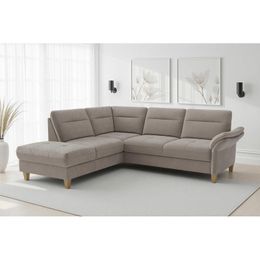 Sit & More sit&more Ecksofa &raquo;Pamela, B: 218 cm, L-Form, wahlweise mit Schlaffunktion und Bettkasten&laquo; mit Federkern und Liegefl&auml;che aus Originalstoff beige 100% 