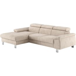 COTTA Ecksofa &raquo;Komaris L-Form, B: 244 cm&laquo; mit Kopfteilverstellung, optional Schlaffunktion, Bettkasten & Licht 100% Polyester B/H/T: 244cm x 72cm x 